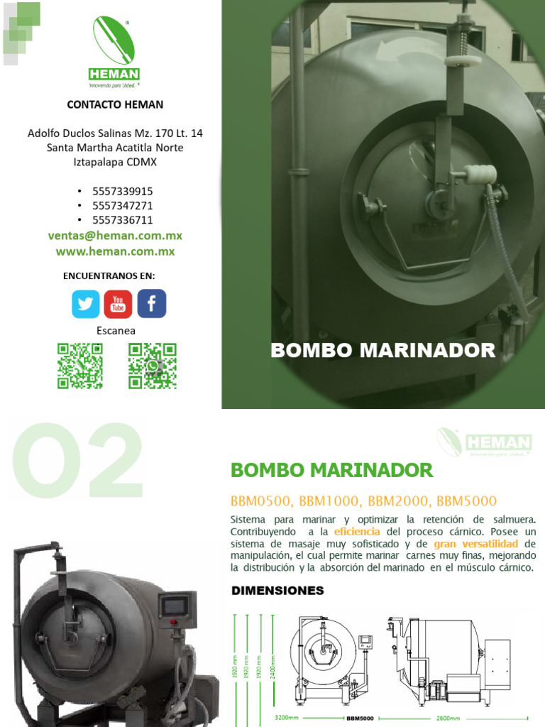 Bombo Marinador Maquinas Heman Maquinaria y Equipo para Empacadoras Heman Innovando para Usted | PDF
