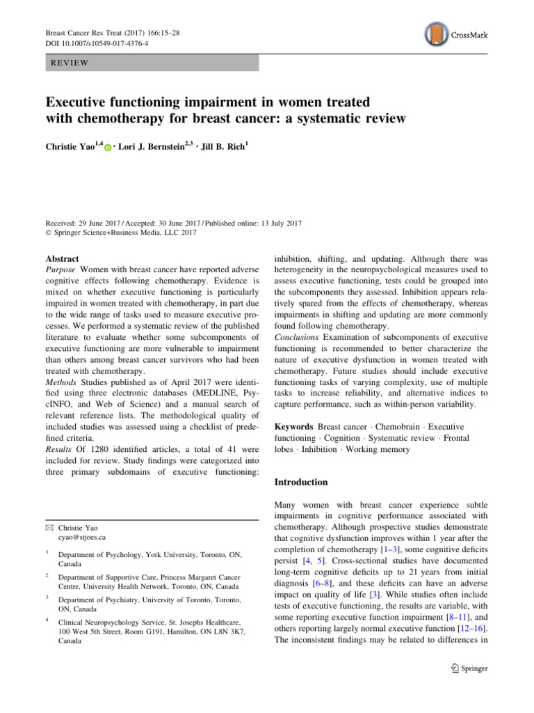 Executive Functioning Impairment in Women - Yao 2017 | PDF | Executive Functions | Psychology