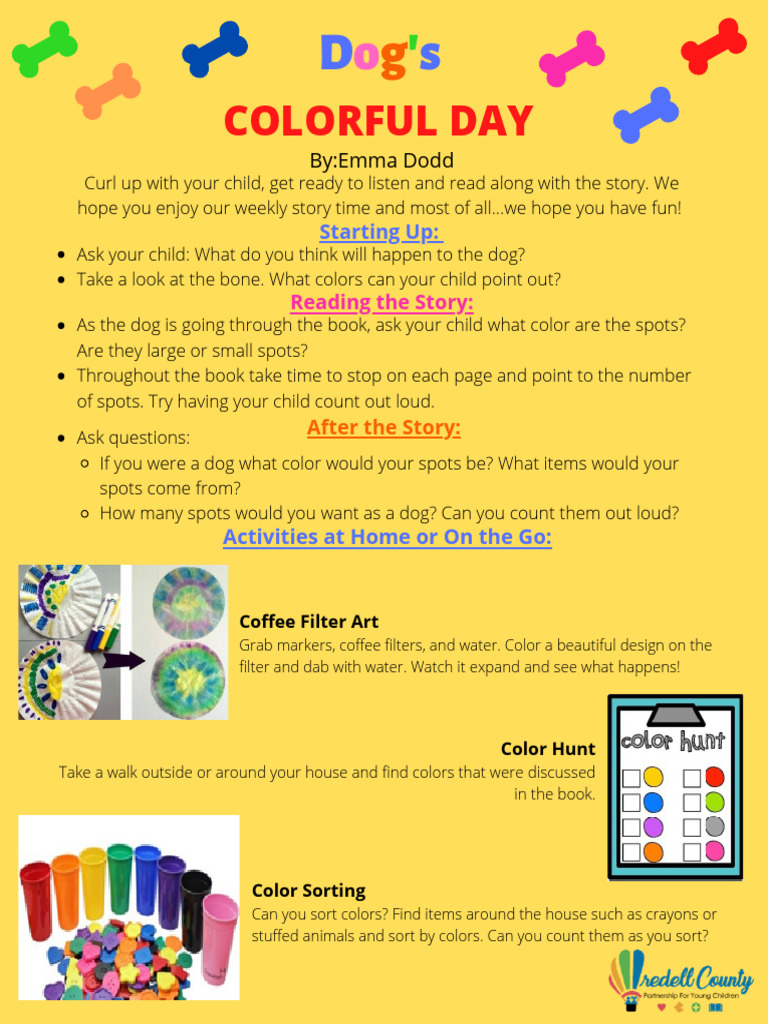 Dog's Colorful Day Activities Guide | PDF