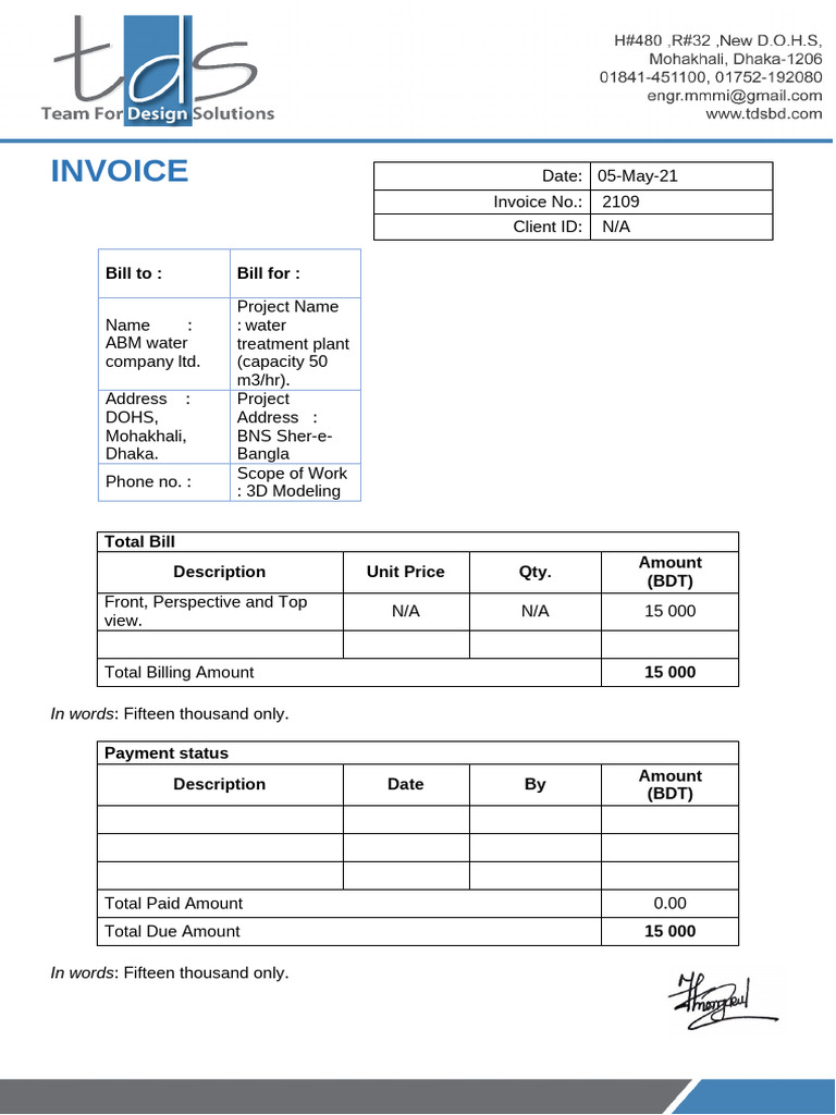 Water Treatment Plant Invoice | PDF