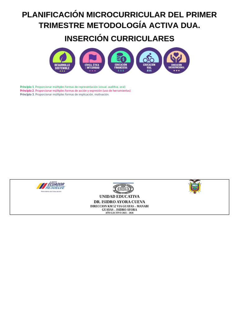 Planificación Microcurricular Del Primer Trimestre Metodología Activa Dua | PDF | Evaluación ...