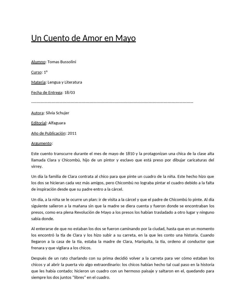 Un Cuento de Amor en Mayo | PDF