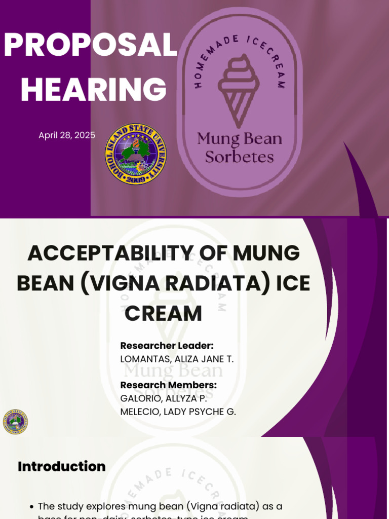 Mung Bean Ice Cream Acceptability Study | PDF | Ice Cream | Bean