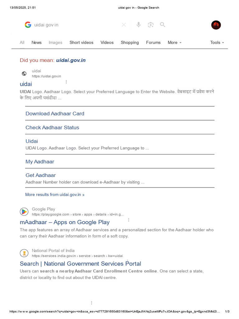 Uidai Gov in - Google Search | PDF | Google Play | Access Control