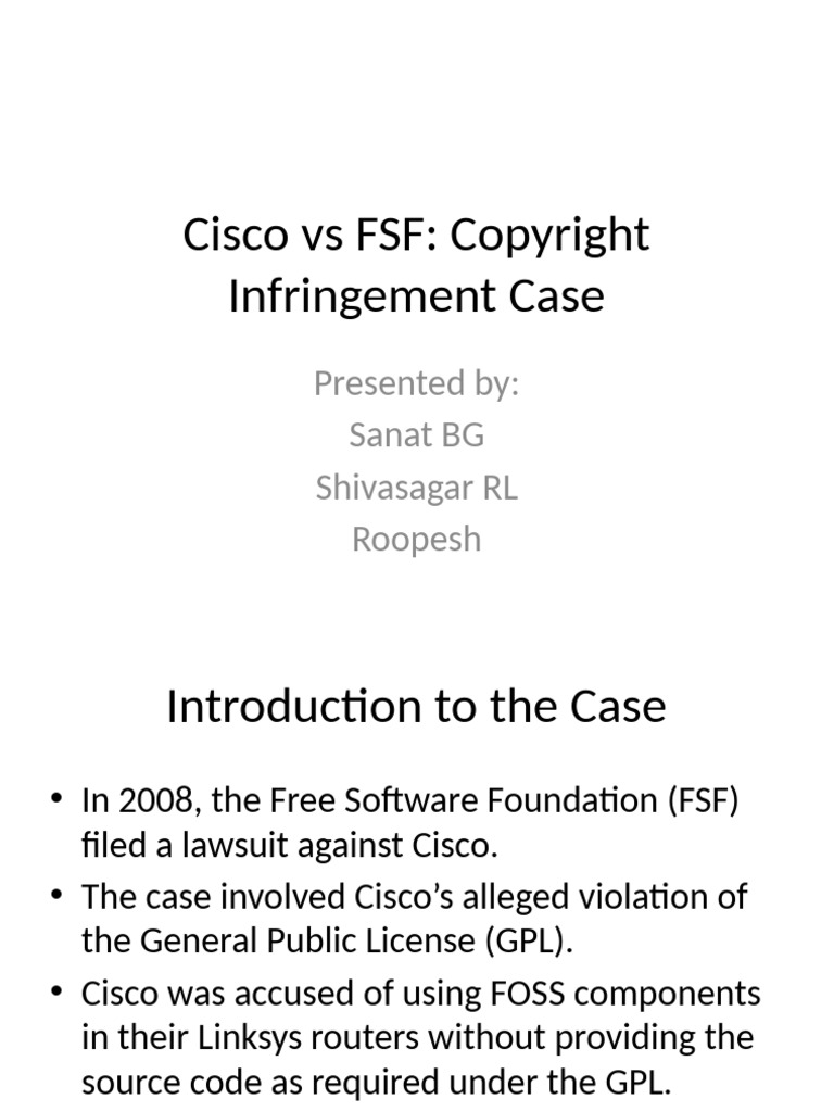 Cisco FSF GPL Violation Case Overview | PDF | Software Engineering ...