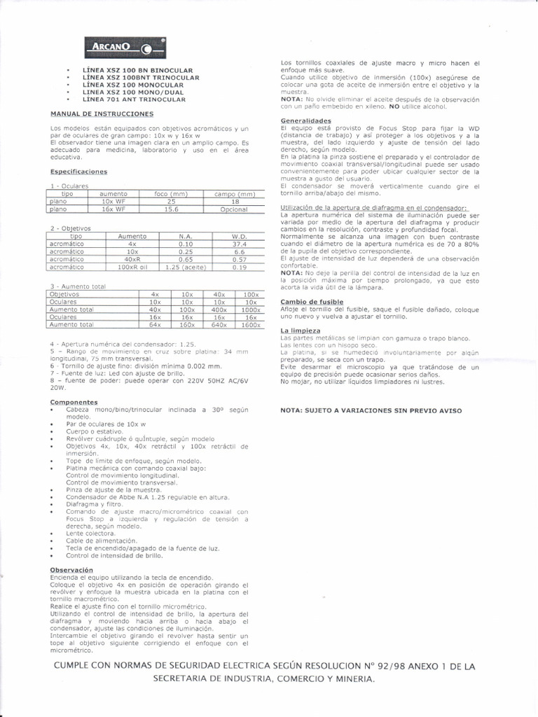 Manual Microscopio | PDF
