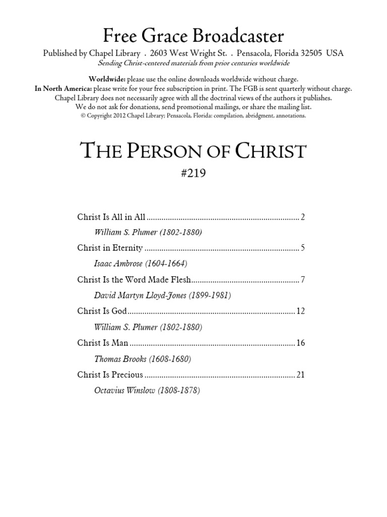 The Person of Christ Explained | PDF | Incarnation (Christianity) | Trinity