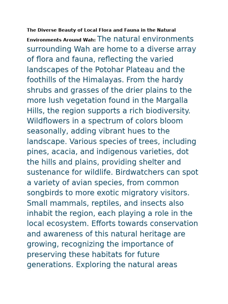 The Diverse Beauty of Local Flora and Fauna in The Natural Environments ...