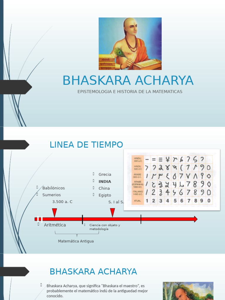Biografía y aportes de Bhaskara Acharya | PDF | Fórmula | Funciones ...