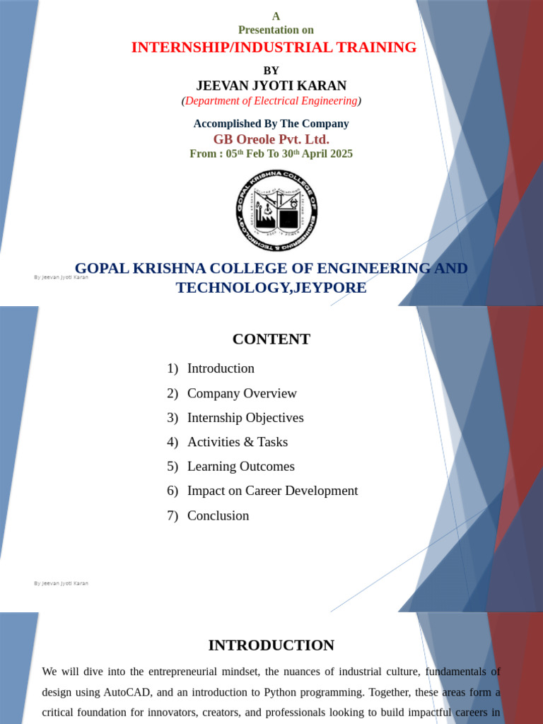 Internship Presentation - Jeevan Jyoti Karan | PDF | Entrepreneurship ...