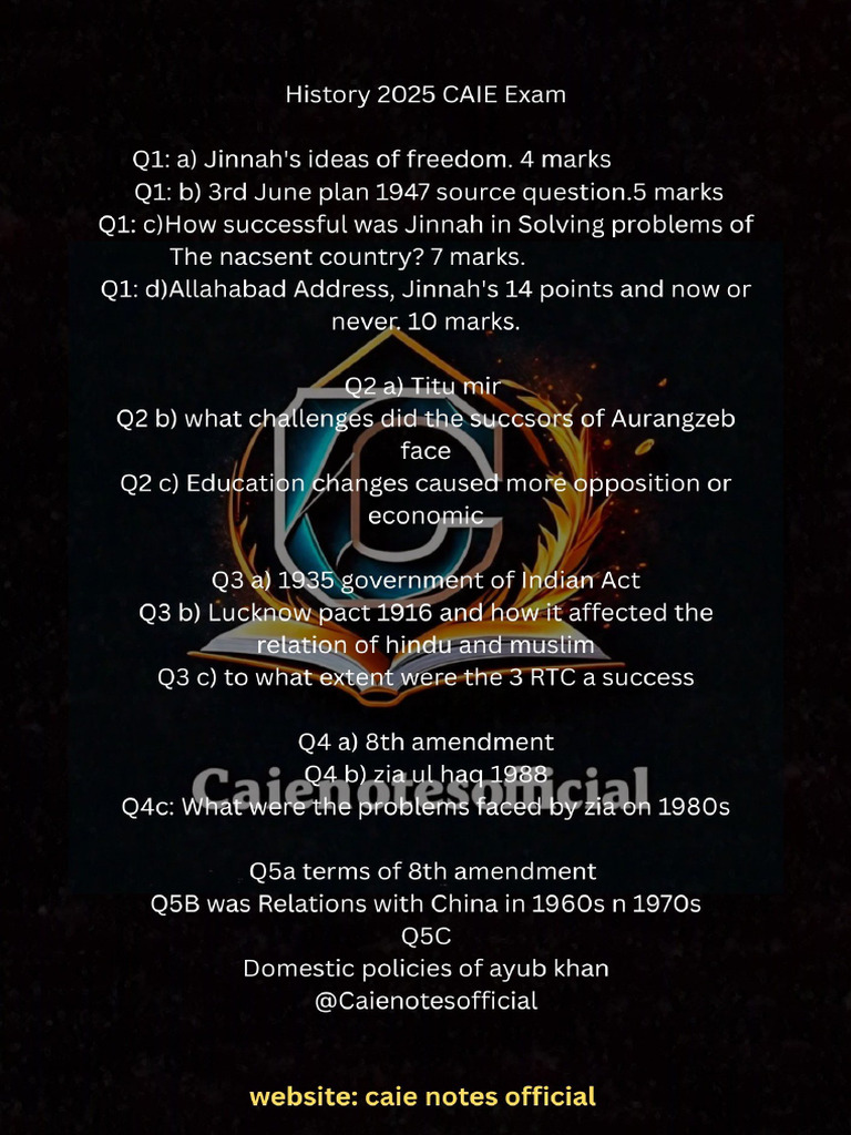 History CAIE 2025 Questions - Caienotesofficial | PDF