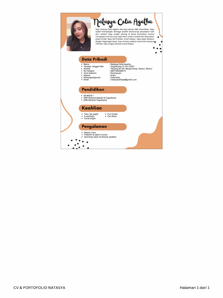 CV & Portofolio Natasya PDF | PDF