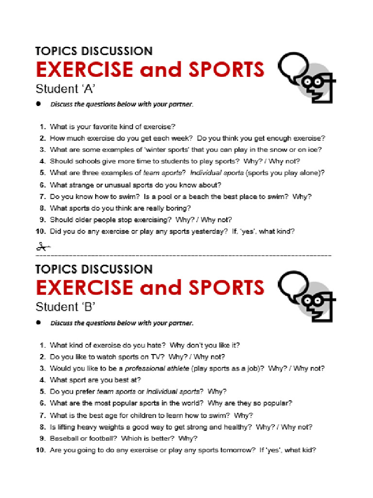 Speaking About Exercise and Sports. | PDF