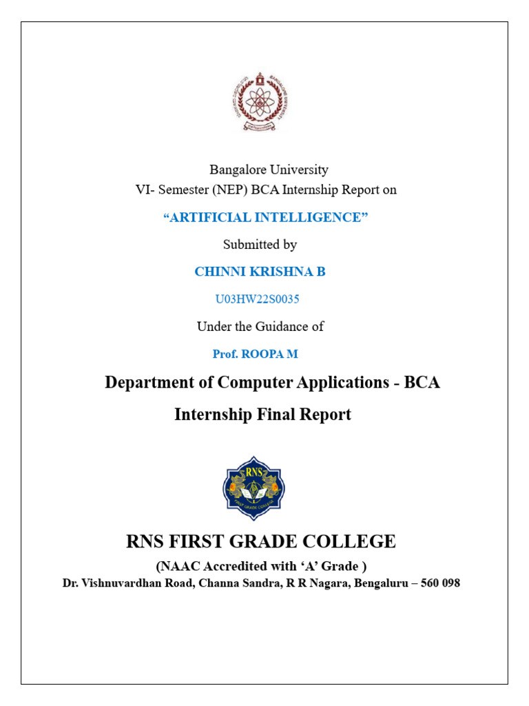 Internship Final Report Chinni - NEW VERSIONS | PDF | Artificial ...
