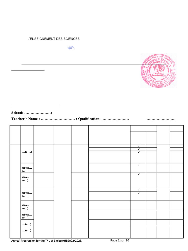 HARMONISED ANNUAL PROGRESSION 2 For Biology and Human Bio - Geology ...