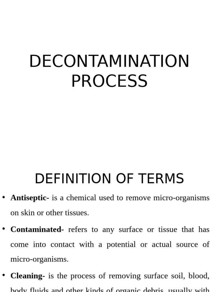 Decontamination Process Overview | PDF | Disinfectant | Bleach