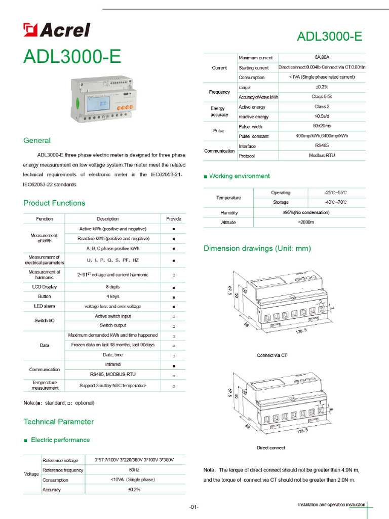 Smart Meter Acrel Datasheet | PDF
