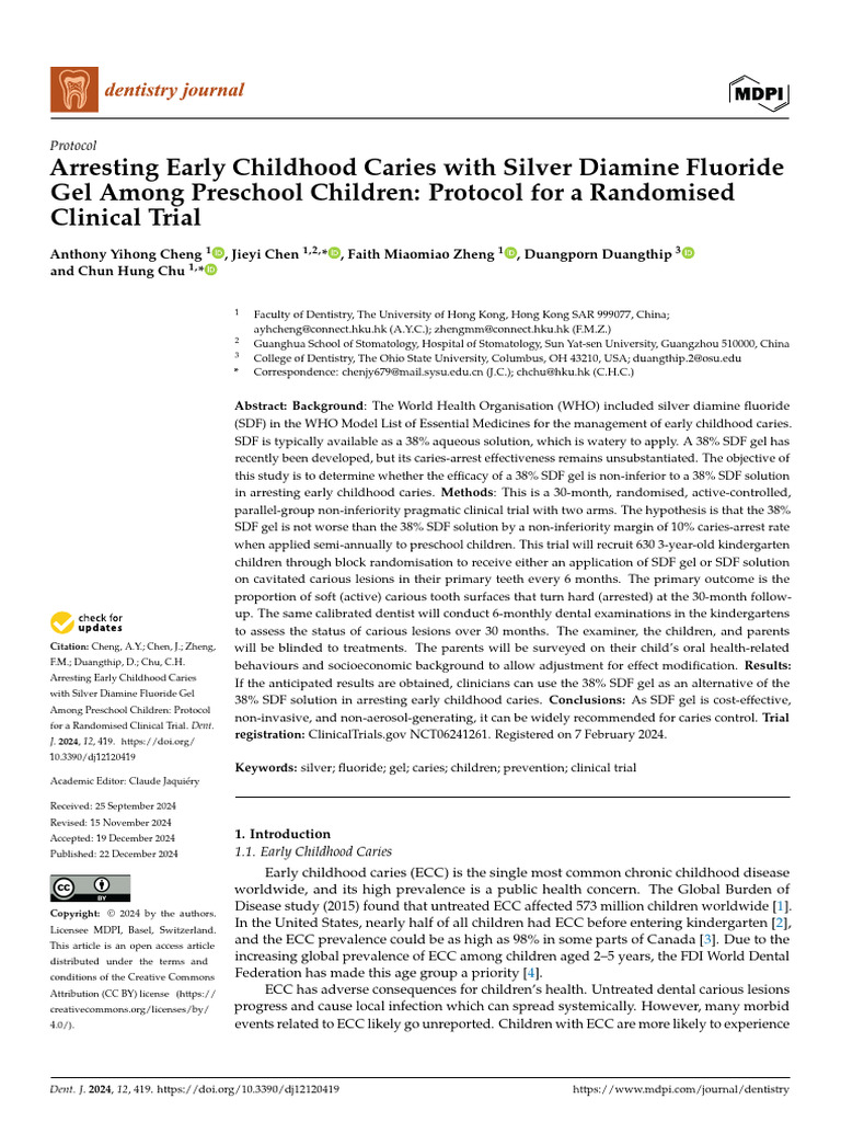 Arresting Early Childhood Caries With Silver Diamine Fluoride Gel Among ...