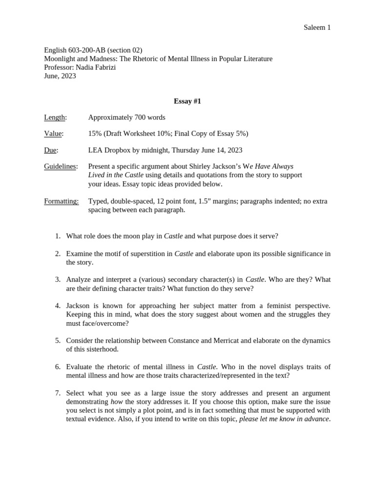 Moon Madness Essay Saleem-1-1 | PDF