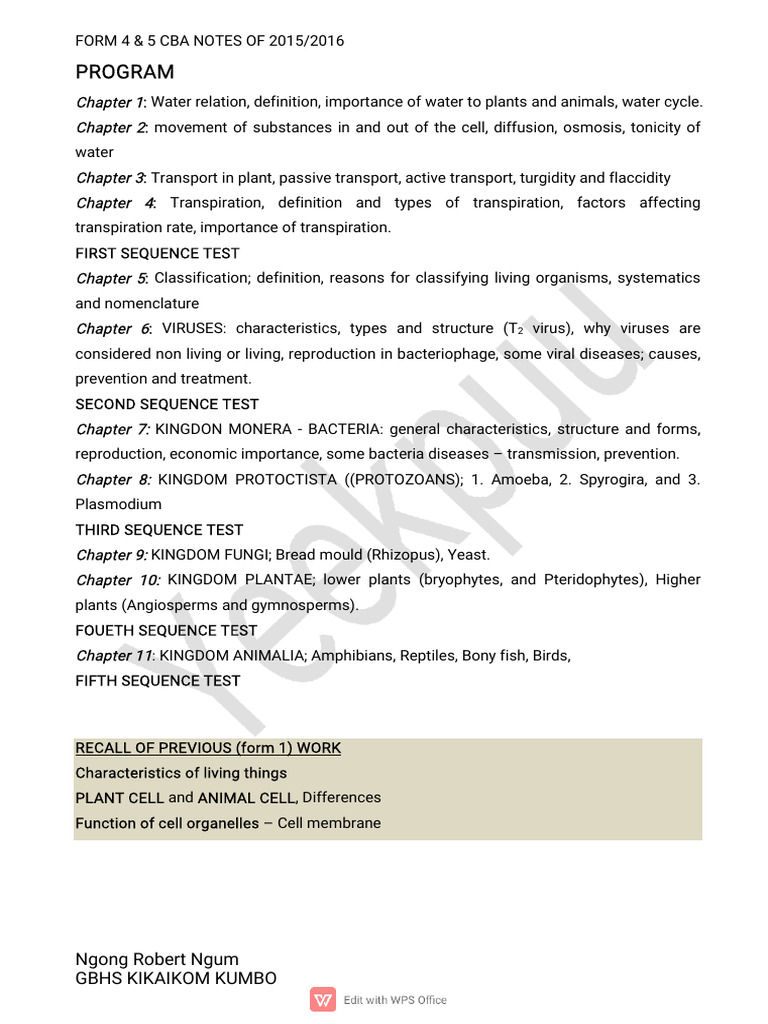 Ordinary Level Notes (Forms 3-5) - 1 | PDF