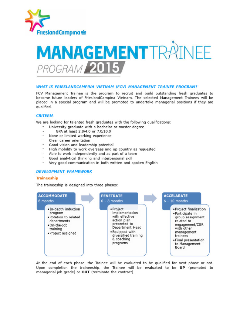 FCV Management Trainee Program Overview | PDF | Recruitment | Résumé