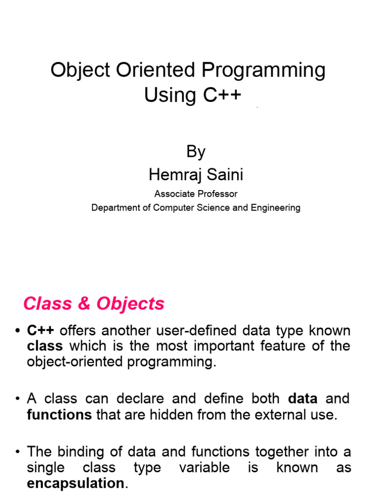 1 OOSP - Classes and Objects | PDF | Constructor (Object Oriented Programming) | Programming