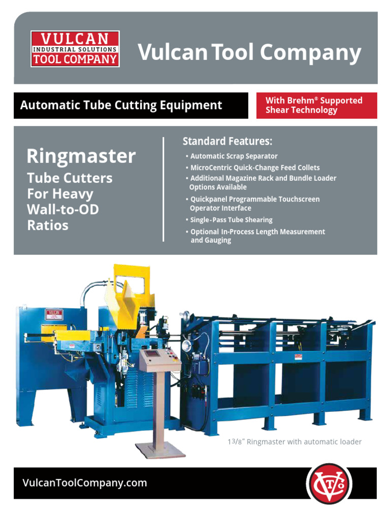 Vulcan Tube Cutter Specifications | PDF | Mechanical Engineering