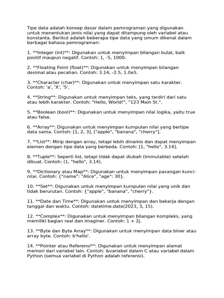 Tipe Data | PDF