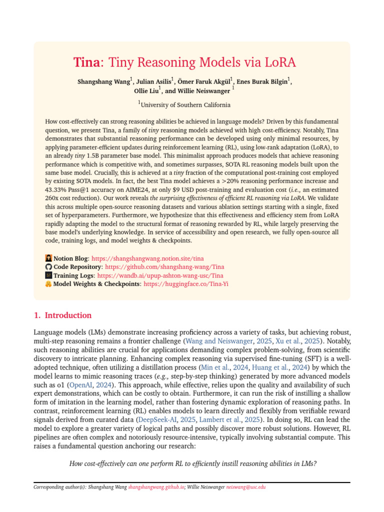 Tiny Reasoning Models Via Lora | PDF | Graphics Processing Unit ...