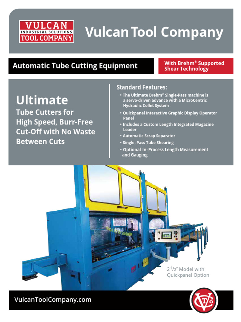 Tube Cutting Machine - Vulcan Ultimate | PDF | Mechanical Engineering