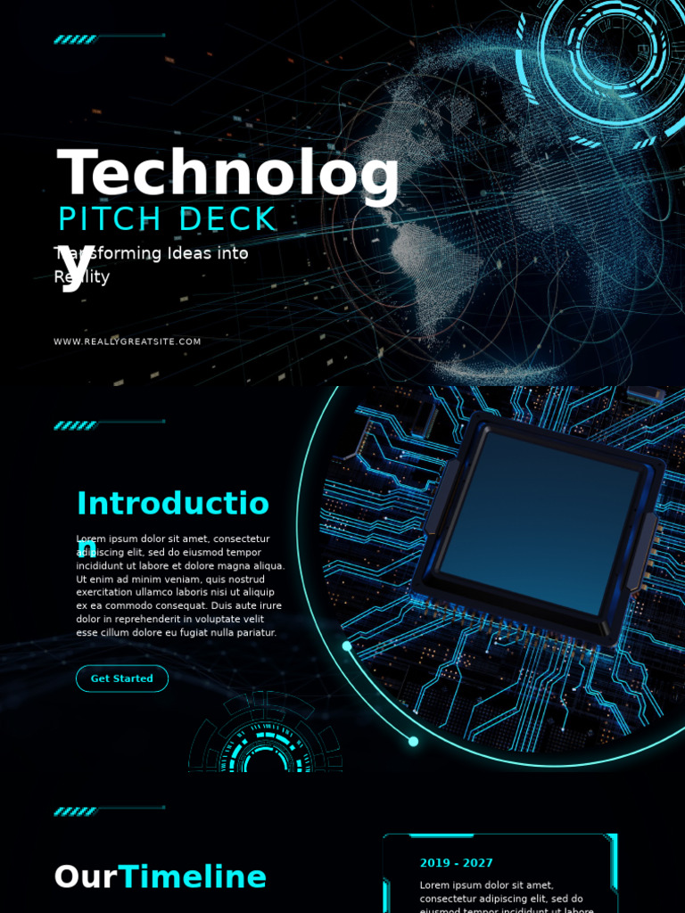 Black and Blue Futuristic Modern Technology Pitch Deck Presentation | PDF