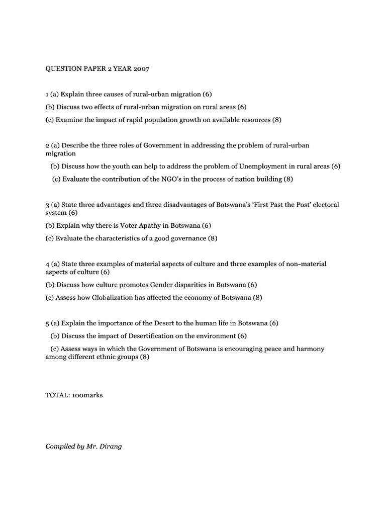 Social Studies Paper 2 Revision Material | PDF