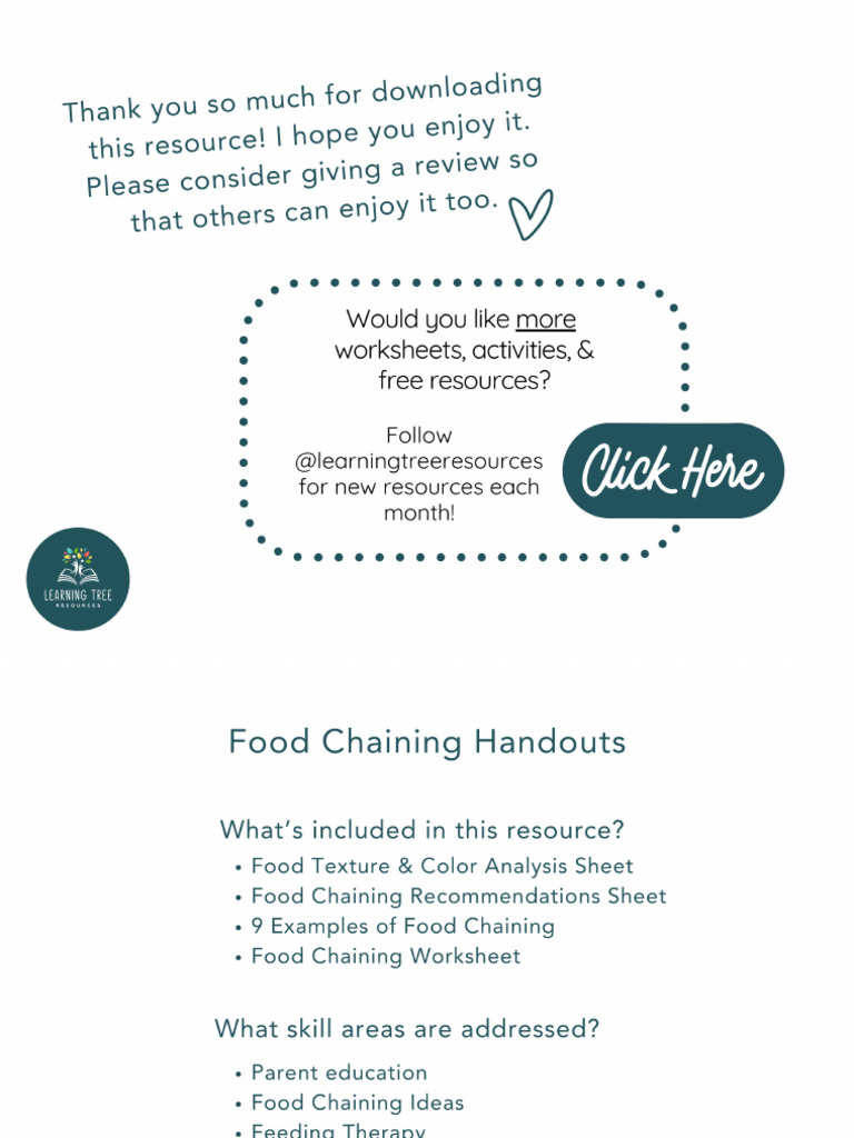 FoodChainingHandoutsforFeedingTherapy 1 | PDF
