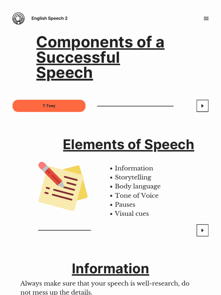 Essential Elements of Effective Speeches | PDF | Storytelling | Speech