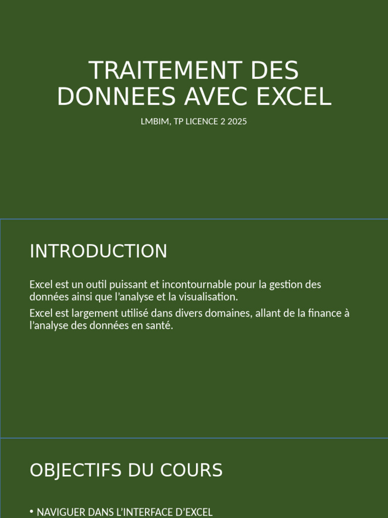 Traitement Des Donnees Avec Excel | PDF | Microsoft Excel | Informatique