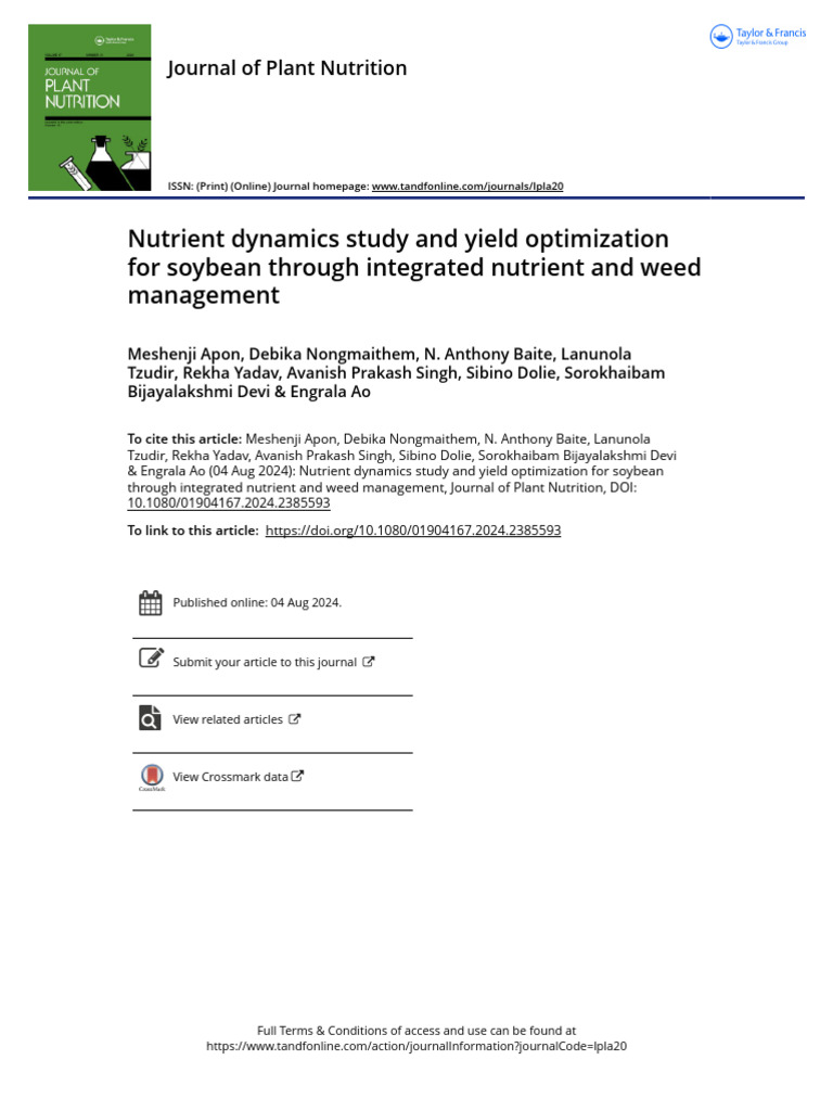 Nutrient Dynamics Study and Yield Optimization For Soybean Through ...