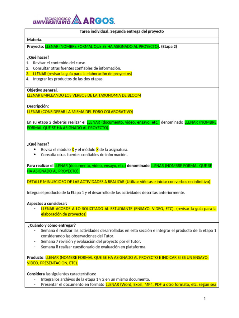 Formato Entrega Final Del Proyecto | PDF