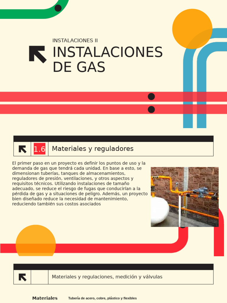 Instalaciones de Gas: Materiales y Reguladores | PDF | Gases | Presión