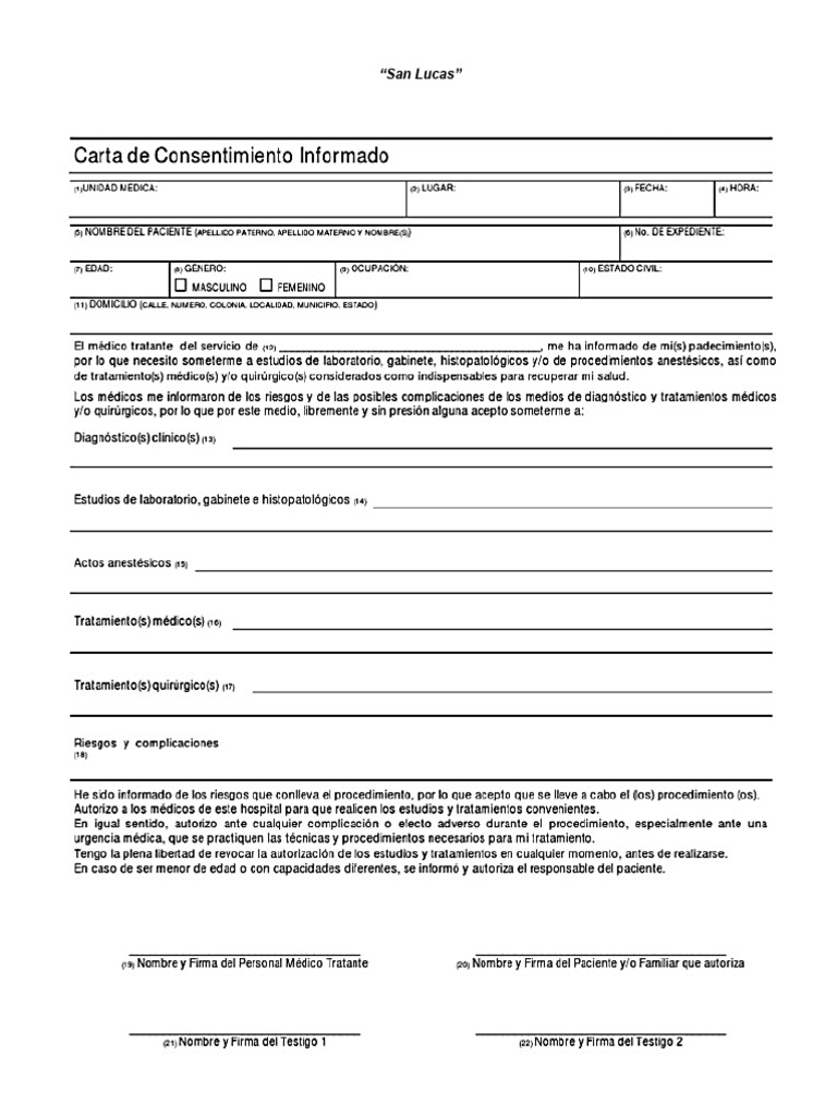 Carta Consentimiento Informado | PDF
