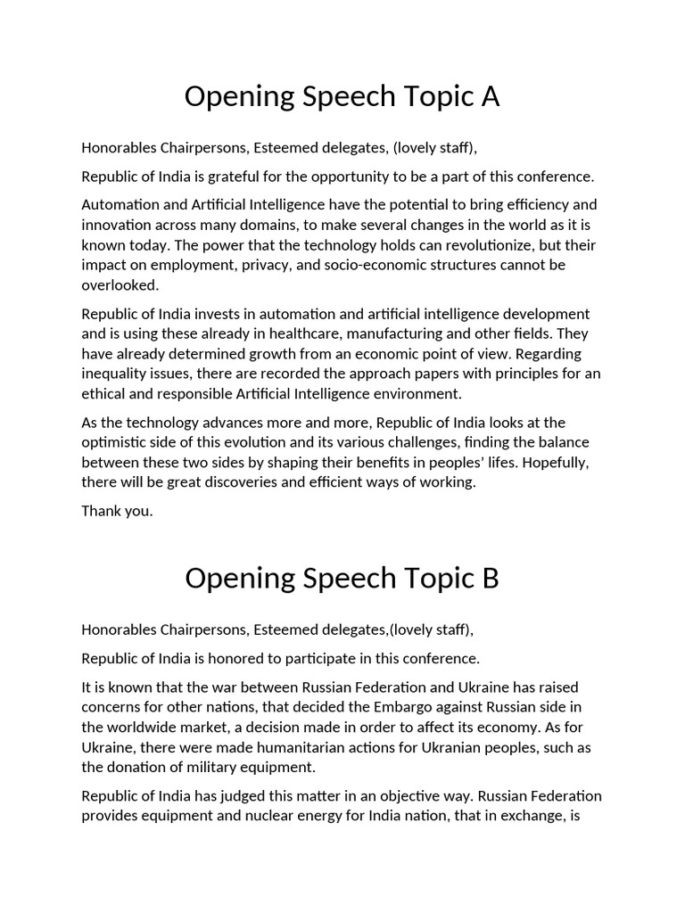 Opening Speeches | PDF