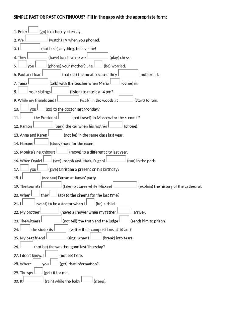 Simple Past or Past Continuous | PDF