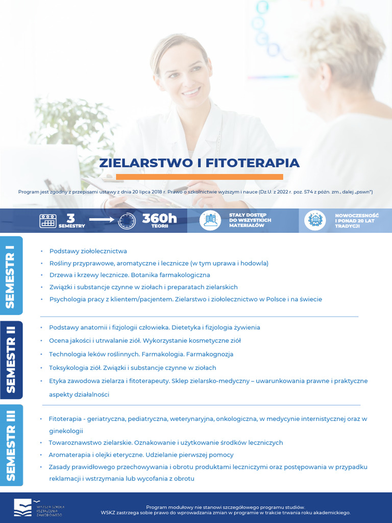 Program Kierunku Zielarstwo I Fitoterapia | PDF