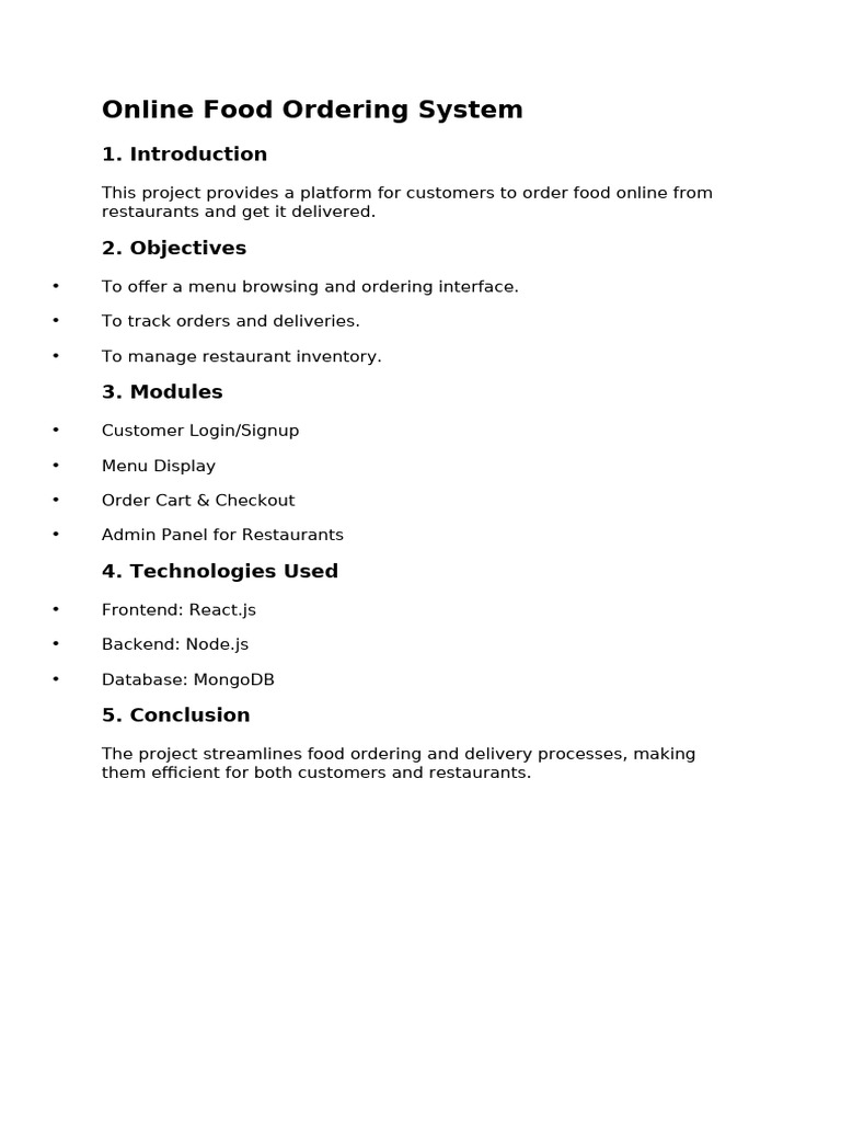 Online Food Ordering System | PDF