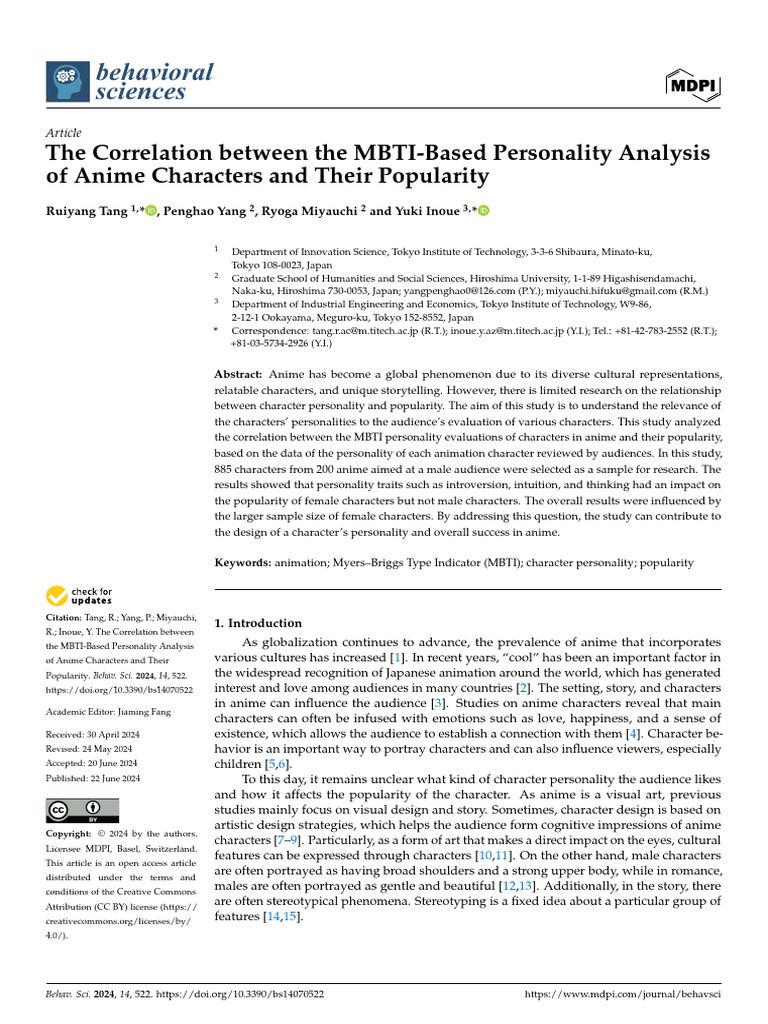 1 The Correlation Between The MBTI-Based Personality Analysis | PDF ...