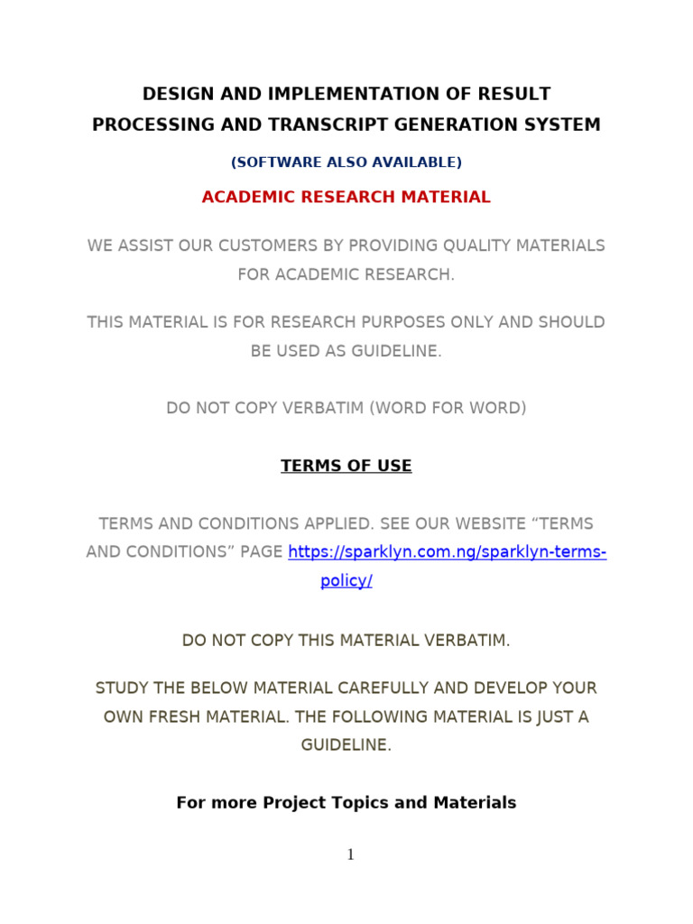 Result Processing and Transcript Generation System | PDF | Databases | World Wide Web