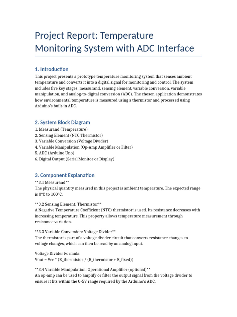 Temperature Monitoring Report | PDF | Analog To Digital Converter ...