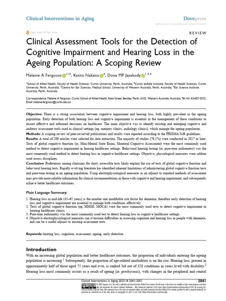 2023 - Clinical Assessment Tools For The Detection of Cognitive Imp ...
