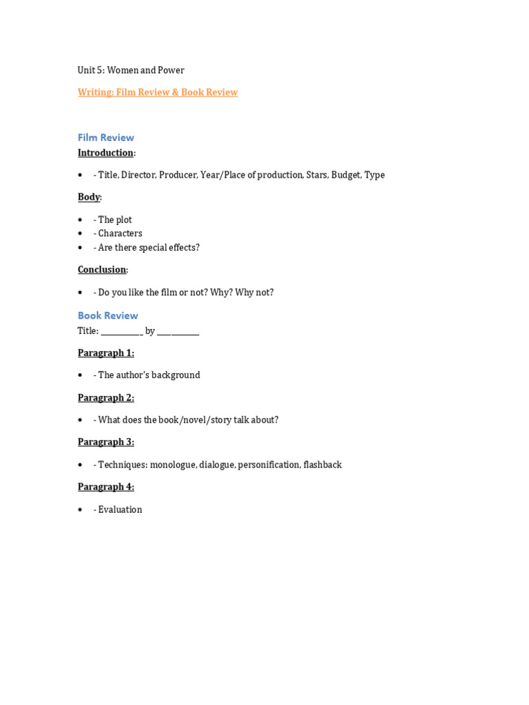 Writing Film and Book Review | PDF