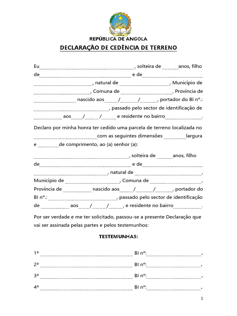 Declaração de Cedencia de Terreno | PDF