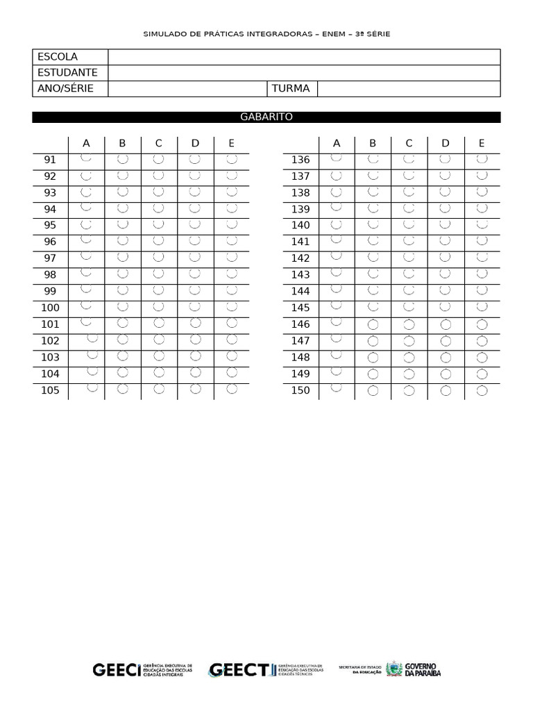 Gabaritos Simulado | PDF